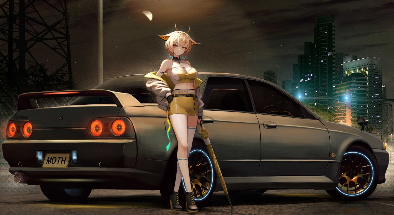 kcar66t indie virtual youtuber sanagi yuzu heels thighhighs umbrella | #1161213 | yande.re